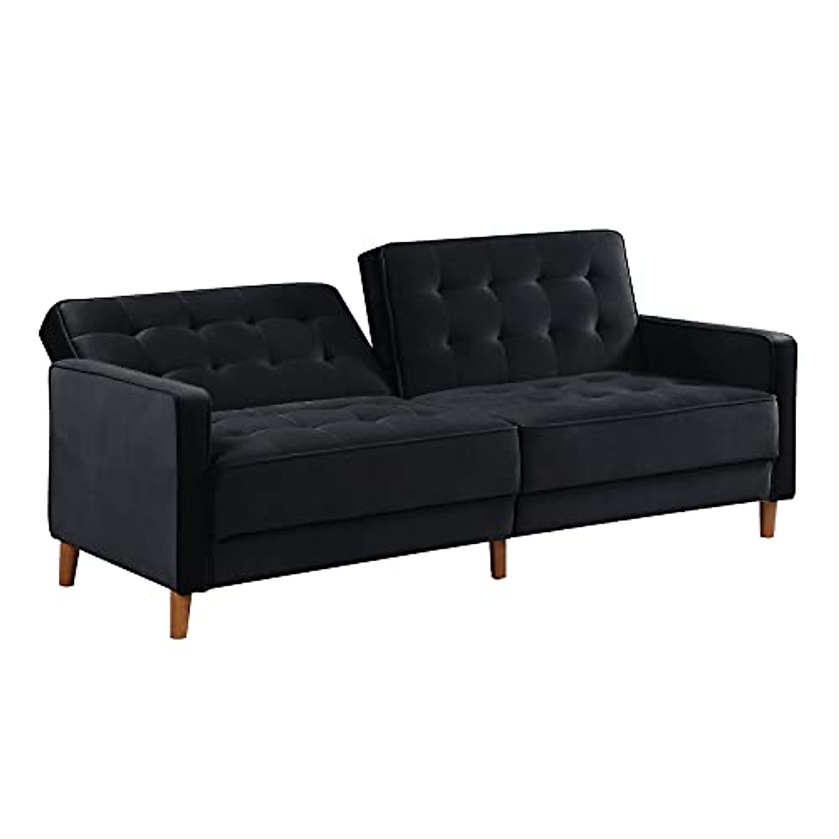DHHU Adjustable Couch Sleeper Sectional, Loveseat for Living Room, Bedroom or Office, Modern Velvet Upholstered Sofa Bed, Black Color