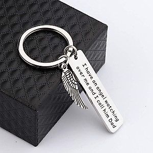Gzrlyf Dad Memorial Keychain Sympathy Gifts for Loss of Father I Have an Angel Watching over Me and I Call Him Dad (Keychain)