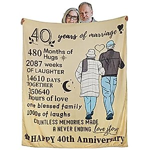 40th Blanket, 40th for Couples Parents, 40th Wedding for Husband Wife, for Parents 40 Years, 40th Anniversary Decorations, 60"x50"