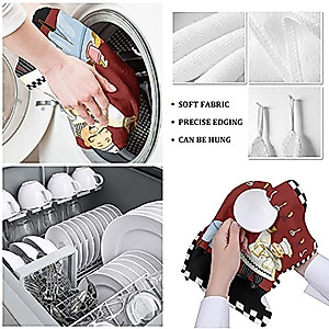 Kitchen Towels, Cheerful Fat Chef Towels, Dish Towels Kitchen Accessories, Microfiber Cleaning Cloth Kitchen Decor Hand Towels, Dish Towels for Kitchen, Absorbent Wash Cloths 3-Pack