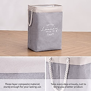 Fiona's magic 75L Large Laundry Hamper Basket with Detachable Brackets and Handle, Collapsible Storage Basket for Bedroom, Bathroom Clothing and Toys Organization, Grey