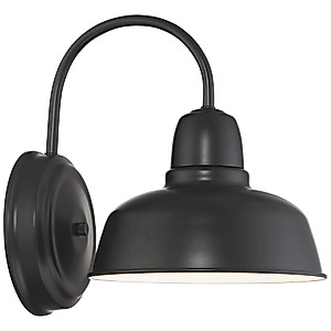 John Timberland Urban Barn Rustic Industrial Farmhouse Outdoor Wall Light Fixture Black Gooseneck Arm 11 1/4" for Exterior Deck House Porch Yard Patio Outside Garage Front Door Garden Home Roof