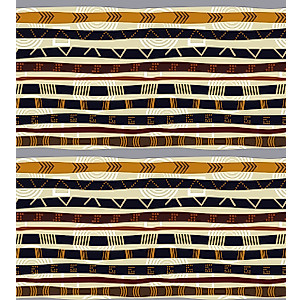 Ambesonne Abstract Duvet Cover Set, Ethnic Style Geometric Forms Striped Pattern on Bold Earth Tones Print, Decorative 3 Piece Bedding Set with 2 Pillow Shams, King Size, Orange Cream