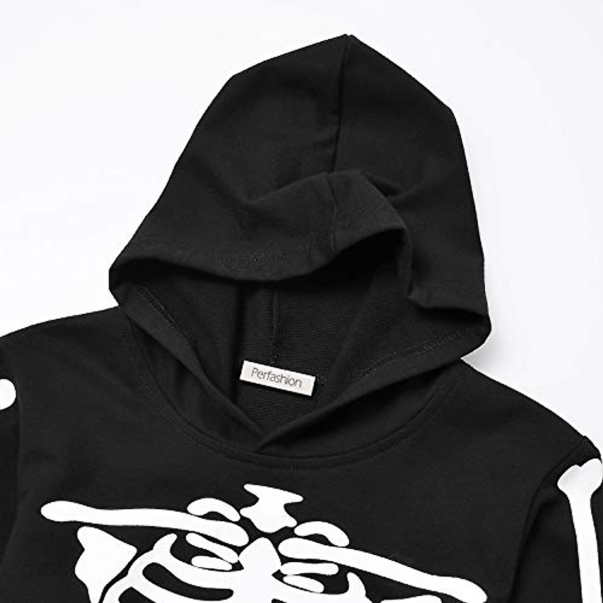 Perfashion Girls Halloween Sweatshirt Skeleton Crop Hoodie Glow in the Dark for Kids Costume 10 11