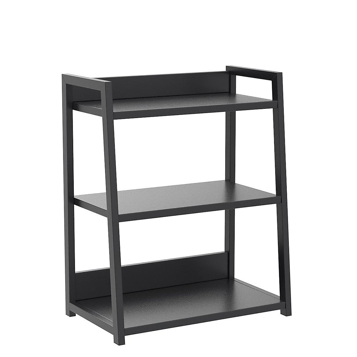 IOTXY 3 Tier Open Bookshelf - Steel and Wood Display Stand, 50CM Width Floor-Standing Bookcase, Black