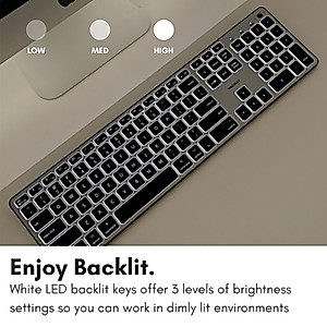 Macally Backlit Bluetooth Keyboard for Mac (2024 Upgraded Battery) - Compatible Apple Keyboard Wireless - Multi-Device Keyboard for MacBook Pro/Air, iMac, iMac Pro, Mac Mini, Mac Pro