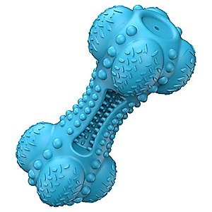 SCHITEC Squeaky Dog Chew Toy, Tough Durable Natural Rubber Bone with Toothbrush, Indestructible for Aggressive Chewers Large Medium Breed Teeth Cleaning
