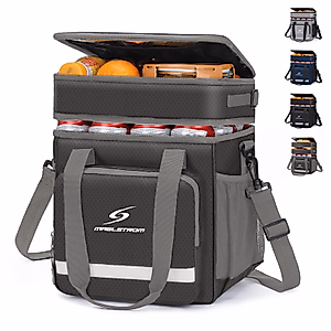 Women/Men,Reusable Lunch Box for Men,Insulated Lunch Cooler bag for Adults Kids,Collapsible Leakproof Lunch Tote Bag for Work Office School Picnic Beach-Medium,Grey