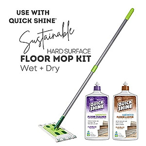 Quick Shine Hardwood Floor Cleaner & Wood Floor Polish w/Plant-Derived Carnauba 2-27oz Bottles, Removes Scratches, Safer Choice, A Clean That Can Be Seen