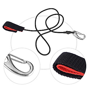Tbest Canoe Lease,Correa De Remo,Kayak Paddle Leash,Elastic Kayak Canoe Safety String,Fishing Rod Pole Leash,Lanyard String Cord with Carabiner Clip for Paddling(Black)