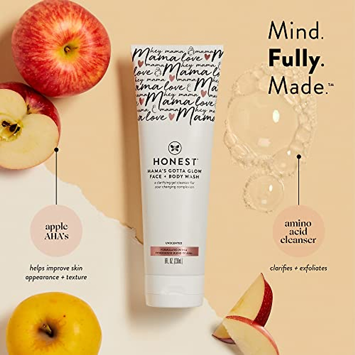 The Honest Company Honest Mama's Gotta Glow Face and Body Wash, 8 Fl Oz