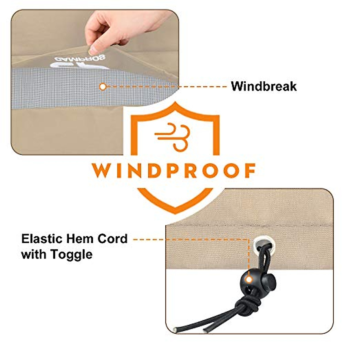 CAMPROS Rectangular/Oval Patio Furniture Cover with Roof Pole, Waterproof Outdoor Table Chair Set Covers, Fade Resistant Cover for Outdoor Furniture Set, UV Resistant, 134" L x 84" W x 56" H - Beige