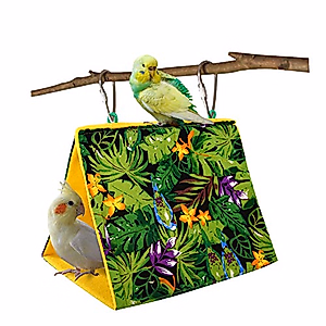 KAMA BRIDAL Bird Nest Hanging Cage Tent for Small Pets Parrot Hammock Parakeet Myna Pigeon Parakeet Lovebird Nest Perch Stand Swing