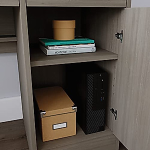 Sauder Beginnings Desk, L: 46.81" x W: 18.50" x H: 29.96", Silver Sycamore Finish