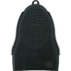 ScivoKaval Makeup Brush Cleaner Mat Mitt Glove Silicone Cosmetic Cleaning Scrubber Tool for Face Brushes and Eye Brush Washing Pad Black