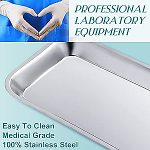 8 Pack Stainless Steel Trays Small Metal Tray Lab Tray Metal Dental Procedure Trays for Dentist Laboratory Station Bathroom Organizer