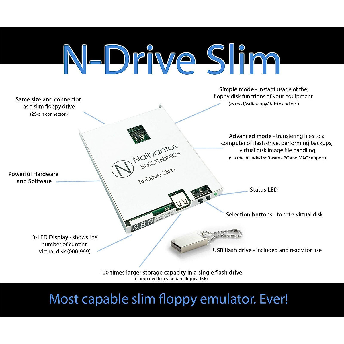 Floppy Disk USB Emulator Nalbantov N-Drive Slim for E-mu E4K + OS v3.00 Emu E4K