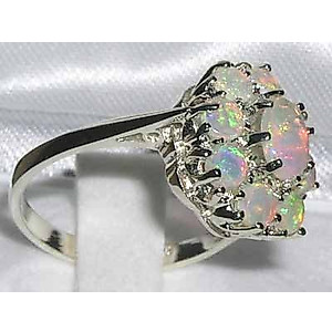 LetsBuyGold 925 Sterling Silver Natural Opal Womens Promise Ring - Size 6.5