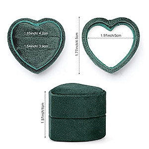 WantGor Velvet Ring Box, Double Jewelry Ring Gift Box Vintage Ring Display Holder Engagement Wedding Box with Detachable Lid (Green)