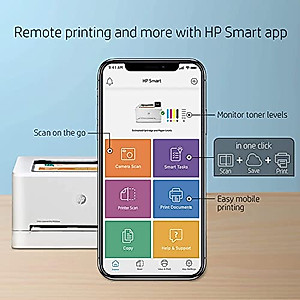 HP Color Laserjet Pro M255dw Wireless Laser Printer, Auto 2-Sided Printing, Remote Mobile Print, 22 ppm, 250-Sheet, Compatible with Alexa, White - Bundle with JAWFOAL Printer Cable