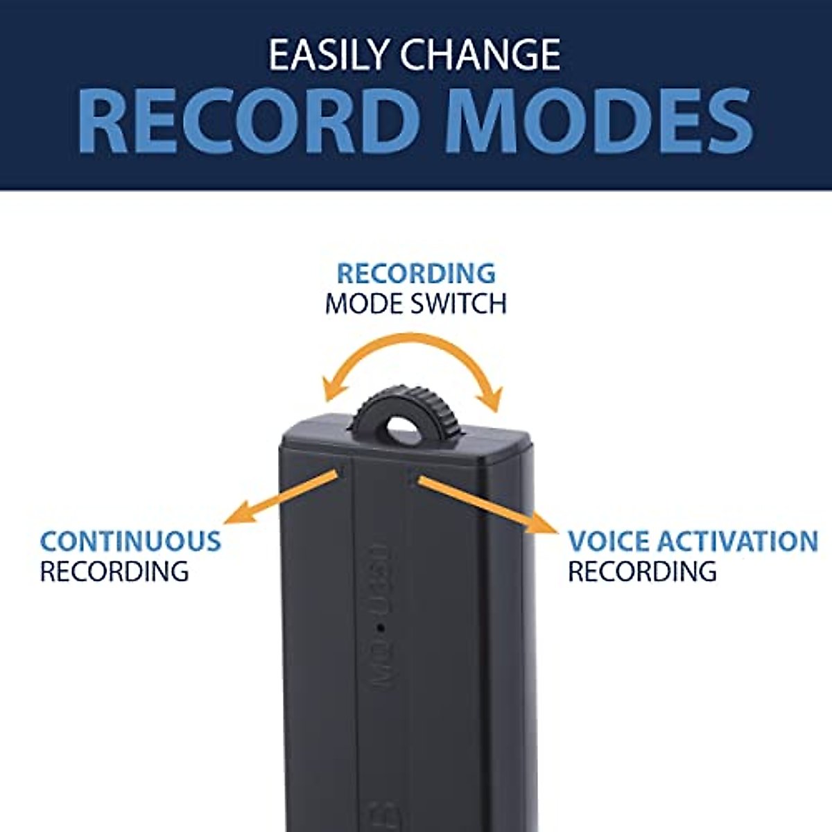RecorderGear FD50 Mini USB Flash Drive Voice Recorder 8GB Voice Activated Recorder, 25-Day Battery, Time/Date Stamp, Records While Plugged in, Dual Recording Mode Switch Digital Audio Recording Device
