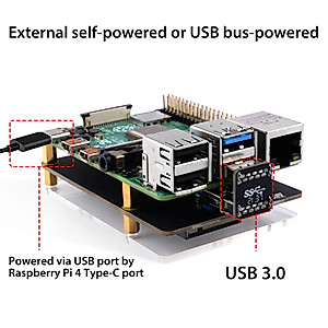 GeeekPi for Raspberry Pi 4,X862 V2.0 M.2 NGFF SATA SSD Storage Expansion Board with USB 3.1 Connection Support Key-B 2280 SSD Only