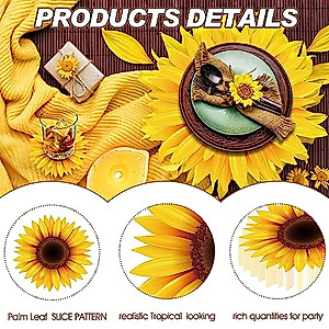 200 Pcs Disposable Paper Place Mat Coaster Set Include Paper Placemats Disposable and Coasters Bulk Table Paper Placemats Outdoor Indoor for Dining Table Baby Shower Birthday Party (Sunflower)