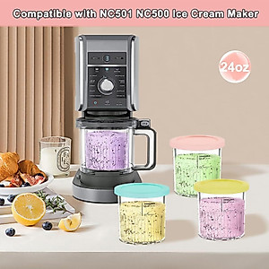 W U Y U E C A T 4-Piece Ninja Creami Pints and Lids, Ice Cream Containers for Ninja Deluxe Ice Cream Maker