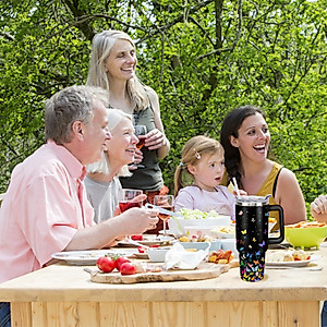 thmasamwr Butterfly Tumbler with Lid and Straw, Stainless Steel 40oz Tumbler with Handle, Butterfly Travel Coffee Mug Water Bottle, Butterfly Gifts Cups for Women and Girls