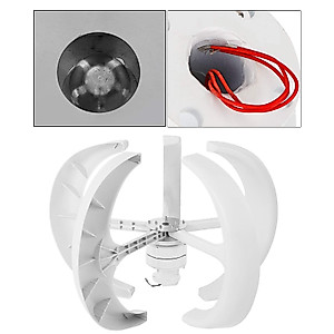 Wind Turbine, 600W DC12V Vertical Wind Generator 5 Blades Wind Turbine Generator Kit Electricity Producer Equipment for Hybrid Wind Solar System, White