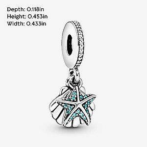 Pandora Jewelry Starfish and Sea Shell Dangle Cubic Zirconia Charm in Sterling Silver, No Box