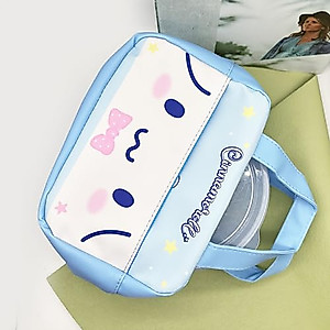 Kawaii White Dog Insulated Lunch Bag with Pin for Women, Reusable Large Capacity Lunch Box, Leakproof Lunch Tote Bag with Front Pocket, Lunchbox Container Thermal Cooler Bag Food Handbags for Work