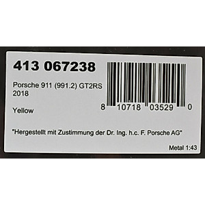 Minichamps x Premium Hobbies 911 991.2 Racing Yellow GT2 RS 1:43 Diecast Car 413067238