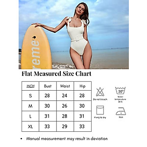 QINSEN One Piece Swimsuits for Women with Adjustable Tie Straps Elastic Belt Moderate Coverage Bathing Suit Rosy L