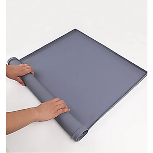 Premium 34” x 22” Under Sink Mat with Bonus Faucet Splash Guard: Waterproof Silicone Kitchen Sink Mat with Drain Hole - Rubber Mat Cabinet Protector, Anti-Slip, and Waterproof Kitchen Cabinet Liner