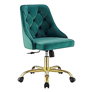 Modway Distinct Tufted Swivel Performance Velvet Office Chair, Gold Teal 20.5 x 23 x 32