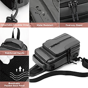 MAYMOONER Crossbody Sling Backpack Shoulder Bag for Men Women, Lightweight One Strap Motorcycle Messenger Bag Daypack for Cycling Hiking Walking Outdoor Sports Travel with USB Charger Port Grey