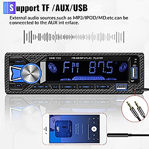 Single Din Car Stereo Receiver Support Bluetooth Hands Free Calling & Music Streaming with LCD Screen AM/FM Radio Receiver TF/AUX/USB Playback & Charging Remote Assist Control MP3 Player Head Unit