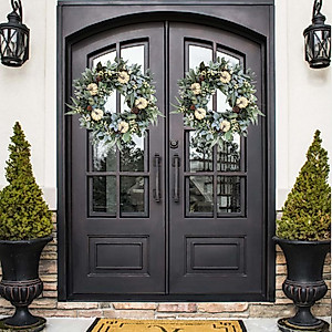 Fall Front Door Wreath Thanksgiving Winter, Halloween Wreaths Fall Door Pinecones Outdoor Grain Adorned Floral Garden Garland Twig Rusty Birch Leaves Berries Festival Wedding