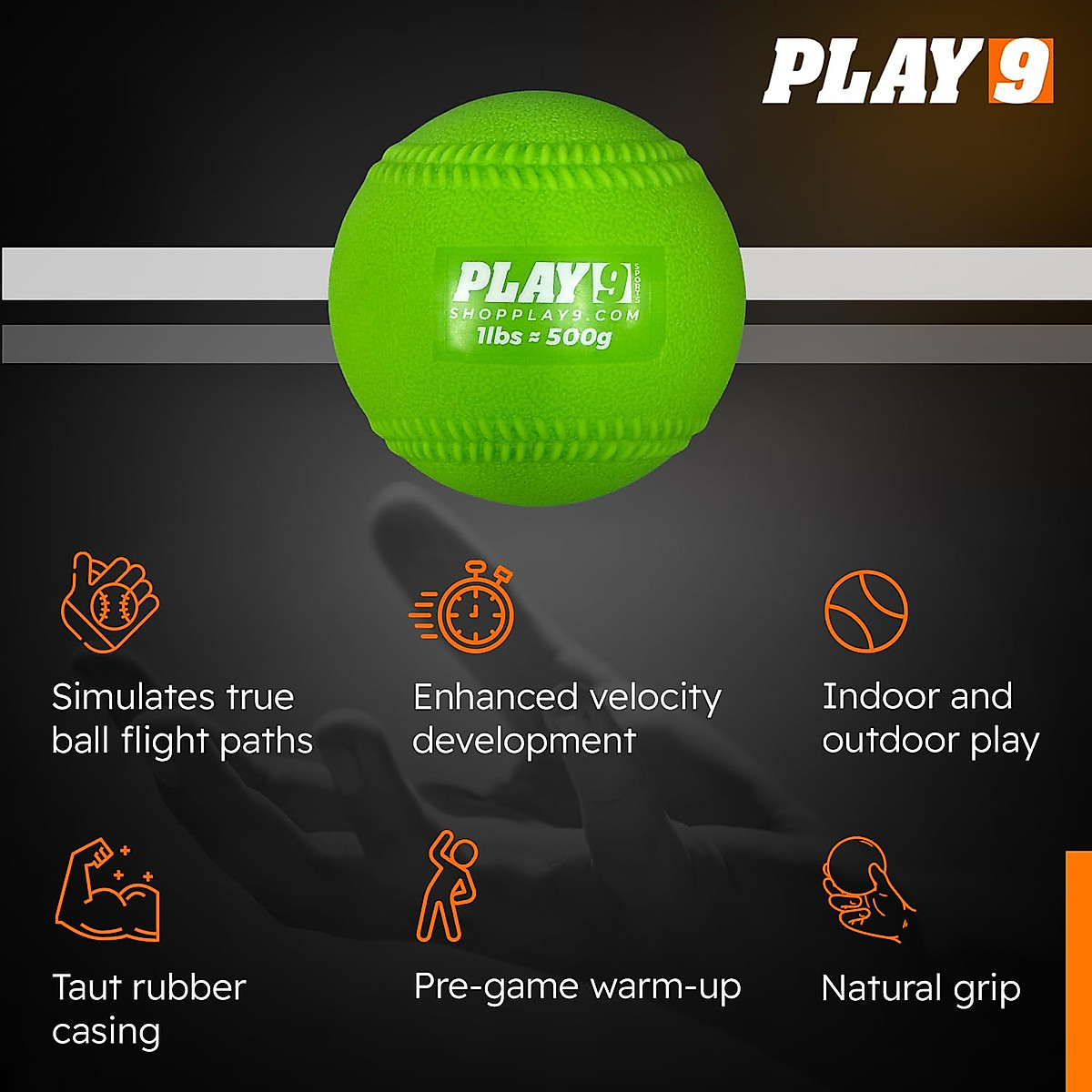 SHOP PLAY 9 Set of 5 Plyoball Weighted Ball Set for Throwing and Pitching Training - Heavy Mini Training Balls for Baseball - Builds Speed, Strength, & Muscle Memory
