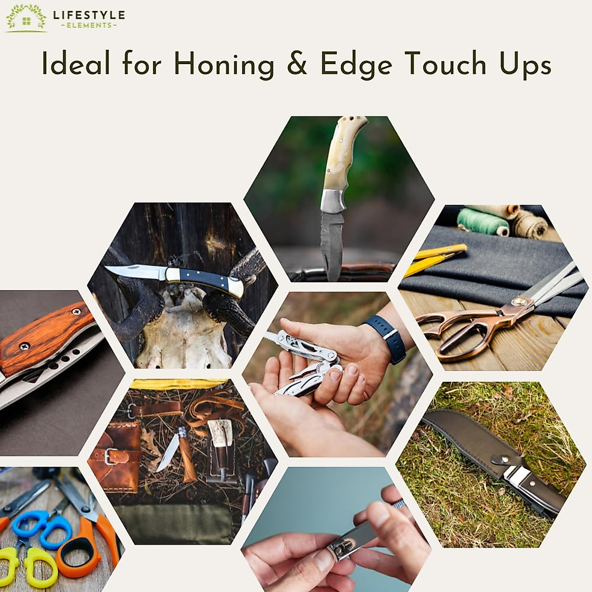 Honing Rod Knife Sharpener Bundle - Arkansas Sharpeners 4 1/2in Ceramic Rod (Pack of 2) and Super Rust Eraser Sharpening Rod Cleaner (Pack of 1) with Protective Storage Pouch by Lifestyle Elements