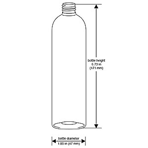 Premium Essential Oil 8 Ounce Cosmo Round Bottles, PET Plastic Empty Fillable BPA-Free, with Black/Natural Twist Caps (Pack of 12) (Blue)