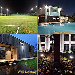 OHLUX LED Flood Lights Outdoor, 6000lumen Superbright, 60W IP66 Waterproof for Security Lights, Exterior Lights, Garden, Patio, Playground, Basketball Court 4 Pack Black