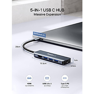 8K HDMI USB C HUB, 5-in-1 USB-C Multiport Adapter, Dockteck USB Dock Dongle with 8K 30Hz/4K 120Hz/4K 60Hz HDMI, 100W PD, 3 x USB 3.0 for Steam Deck, MacBook Pro/Air M1, iPad Pro/Air, Surface Pro 7/8/X