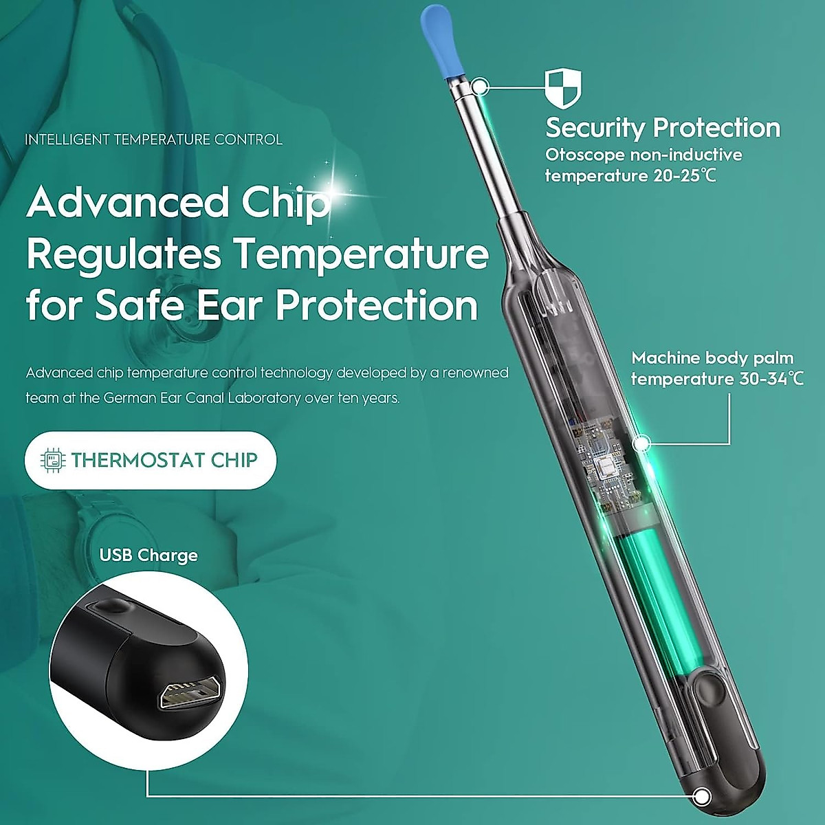 Earwax Camera Ear Camera Otoscope Cleaner, Oxbird 1080P Wireless Ear Wax Removal Kit Smart Ear Cleaner with Camera and Light for iPhone, Ipad & Android Smart Phones (Black)