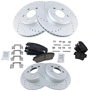 Rotor & Brake Pad Ceramic Performance Drilled Slotted Front & Rear Kit