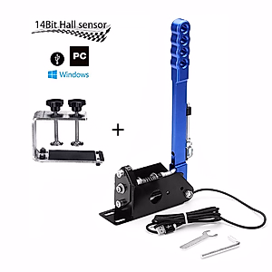 NHPJ 14 Bit PC SIM USB Handbrake with Clamp for Racing Games G25/27/29 T500 FANATECOSW Dirt Rally-blue