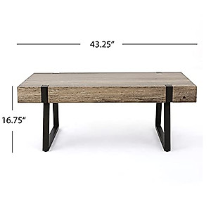 Christopher Knight Home Abitha Faux Wood Coffee Table, Canyon Grey, 23.60 in x 43.25 in x 16.75 in