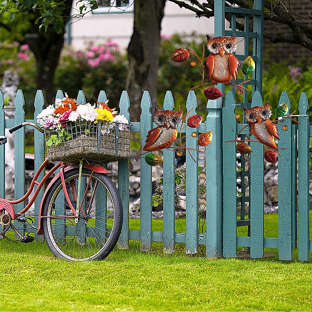 JFRISING Metal Owl Wall Art Decor Outdoor Indoor Hanging Wall Sculpture Metal Decorations for Home Garden Bedroom Living room Bathroom , 3 Pack