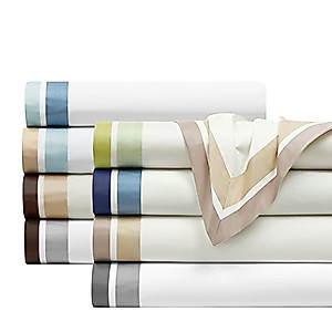 CASA BOLAJ DESIGNED TO DREAM Casabolaj Shading 100% Egyptain Cotton Sateen Sheets Set,Hotel Collection Luxury Modern Style,400 Thread Count(White,Queen)